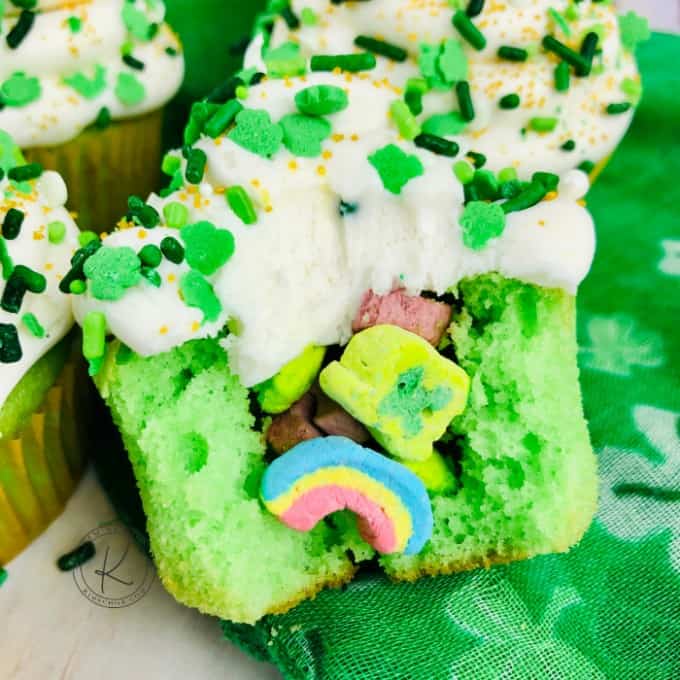 Magically Delicious Filled Lucky Charms Cupcakes - Kim Schob