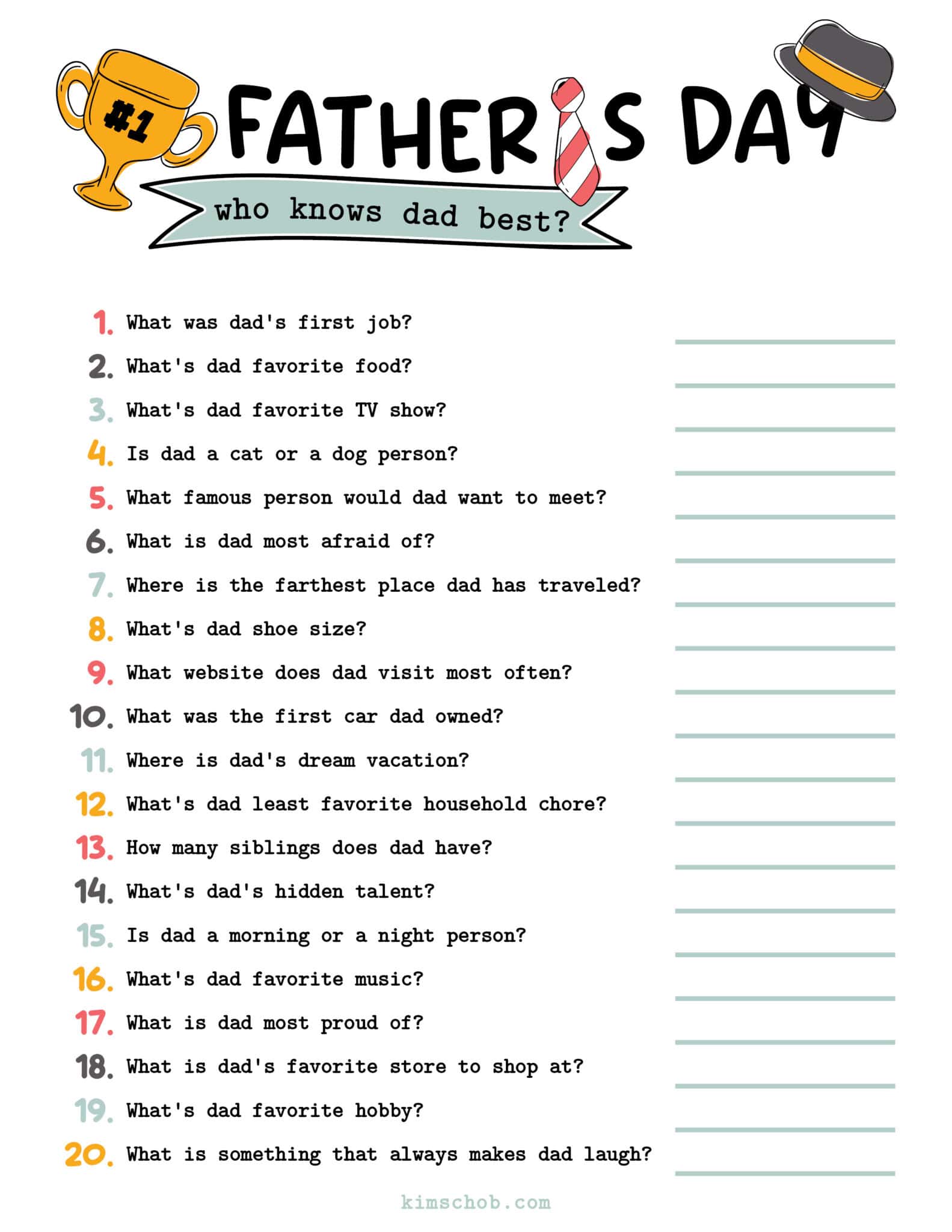 Printable Father’s Day Games - Kim Schob