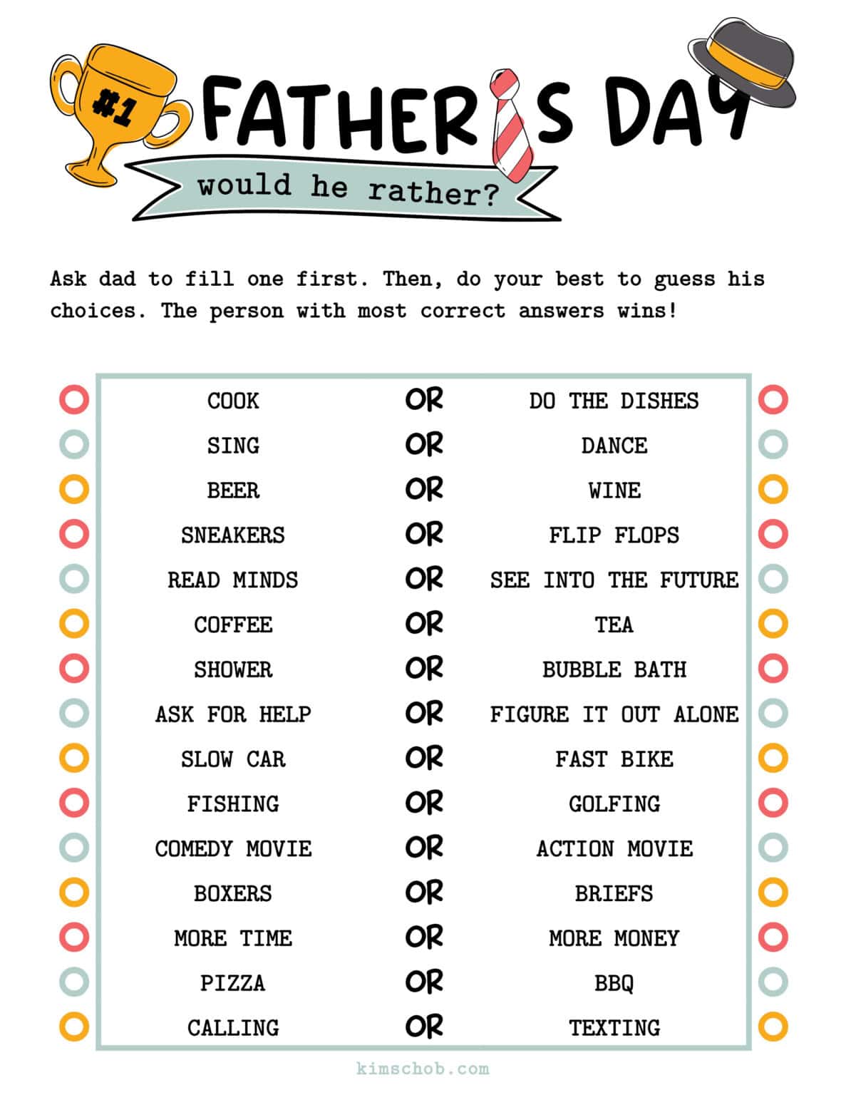 Printable Father’s Day Games - Kim Schob