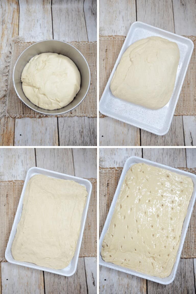 Peach & Rosemary Focaccia Bread - Easy Italian Focaccia recipe - Kim Schob