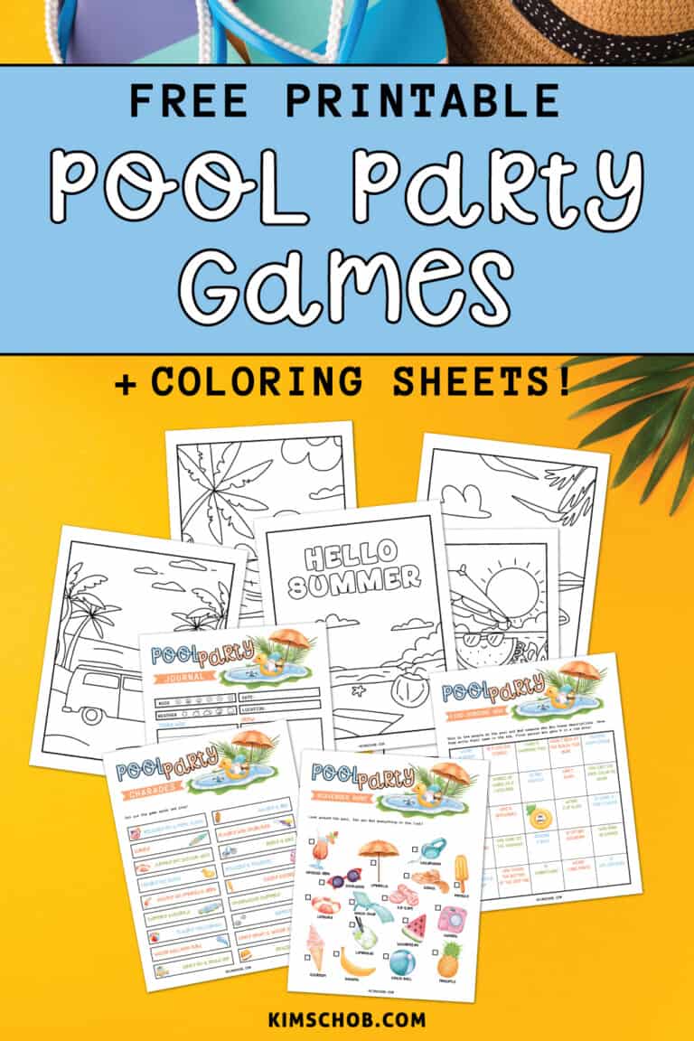 Pool Party Printables and Coloring Sheets - Kim Schob