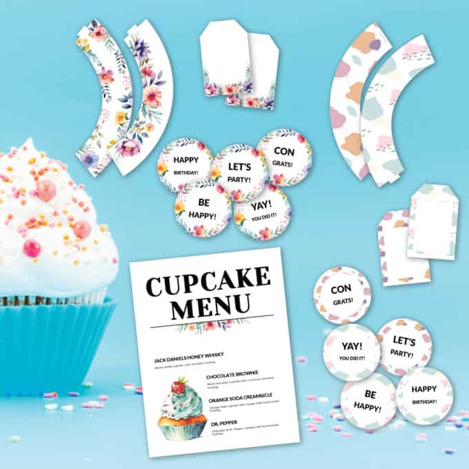 Free Cupcake Topper Printables (Gift Tags, Wrappers, Etc) - Kim Schob