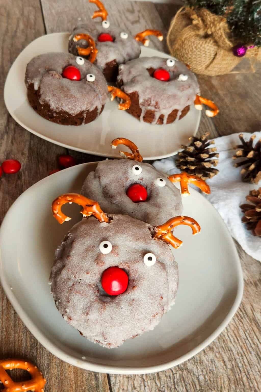 Homemade Baked Reindeer Chocolate Glazed Donuts - Kim Schob