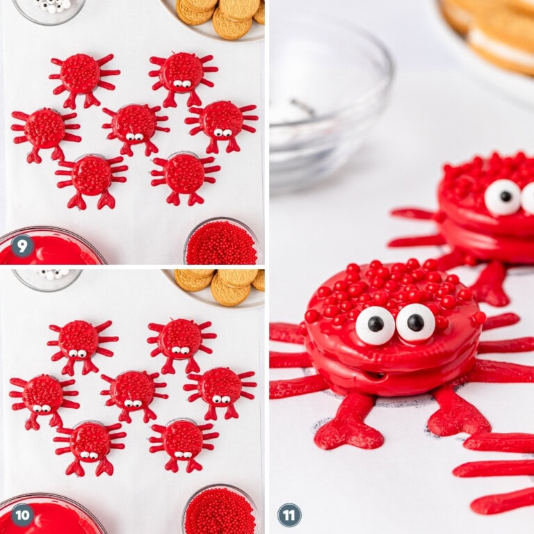 Red Candy Covered Oreos Recipe (Cute Crab Cookies) - Kim Schob