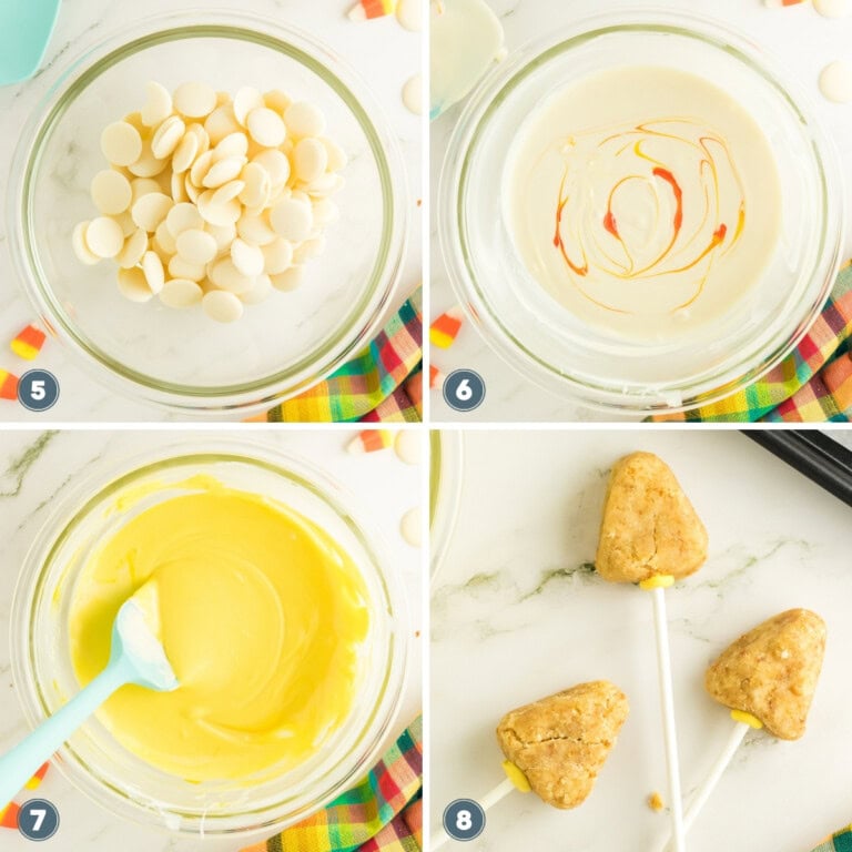 Easy Halloween Candy Corn Cake Pops Recipe - Kim Schob