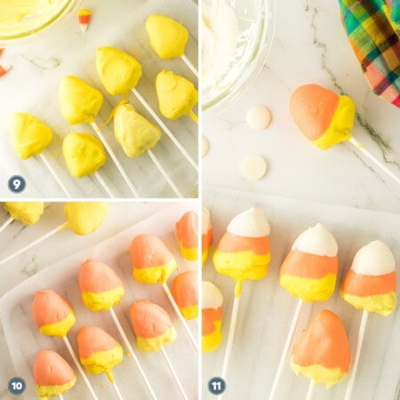 Easy Halloween Candy Corn Cake Pops Recipe - Kim Schob