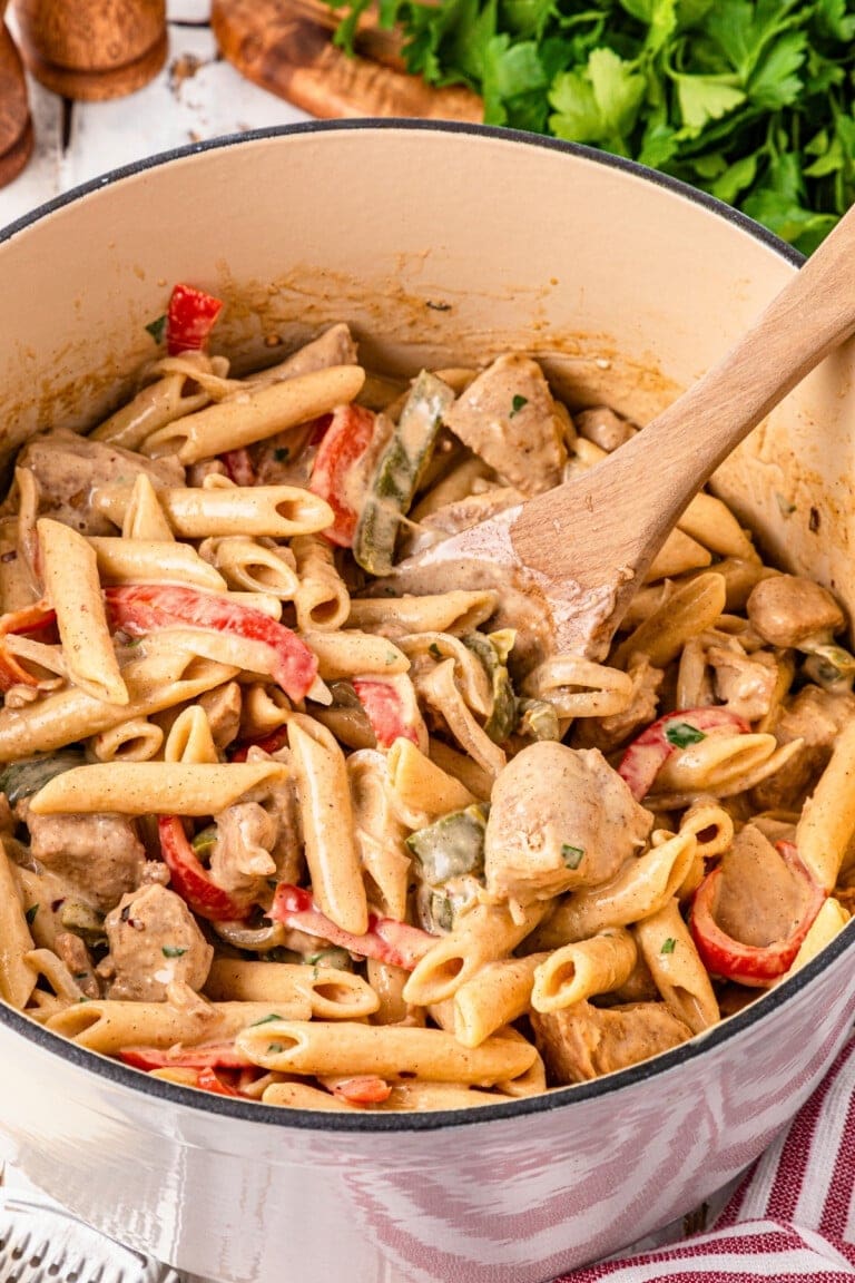 Caribbean Rasta Pasta with Jerk Chicken Recipe - Kim Schob