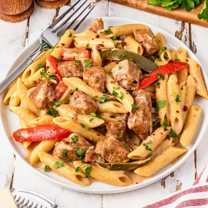 Caribbean Rasta Pasta with Jerk Chicken Recipe - Kim Schob