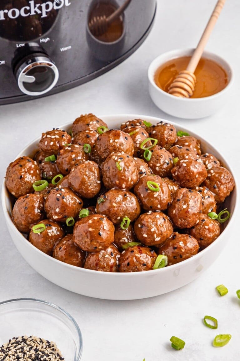 Crockpot Sticky Asian Sesame Meatballs Recipe - Kim Schob