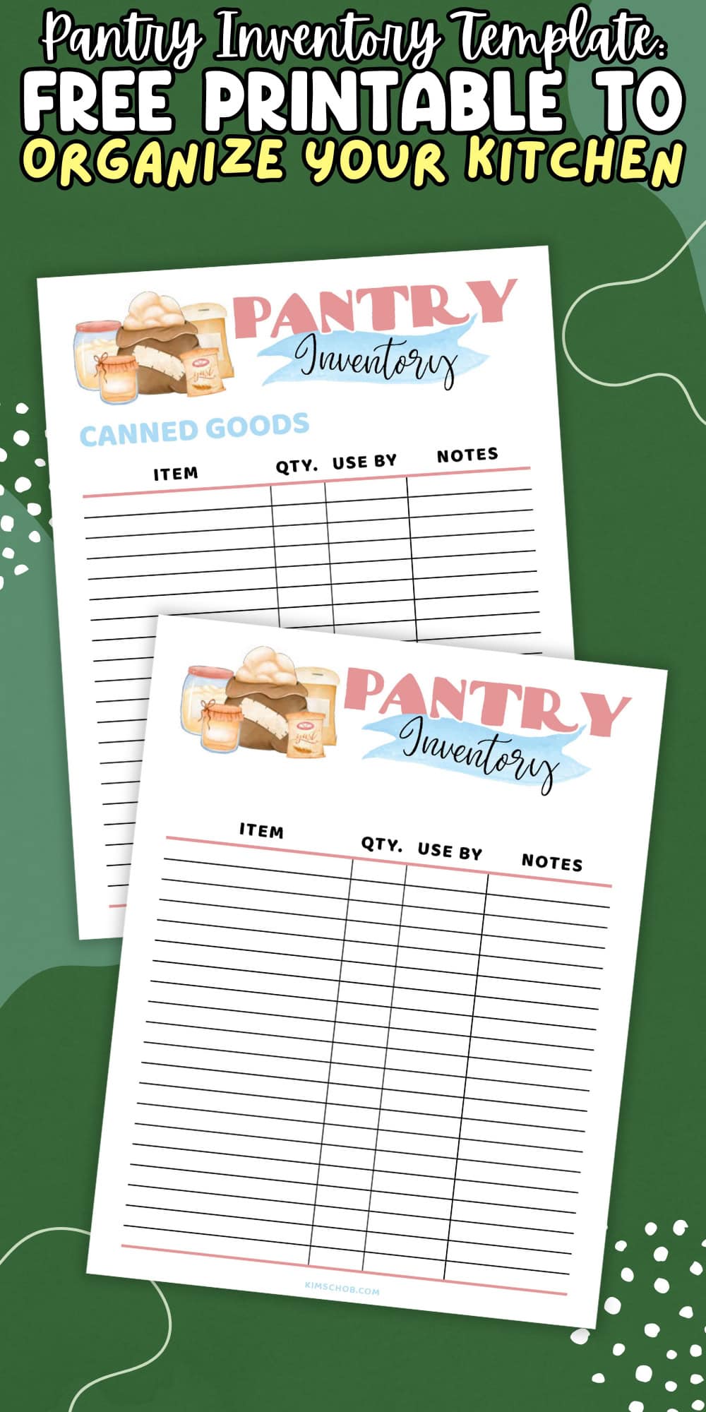 Pantry Inventory Template: Free Printable to Organize Your Kitchen ...