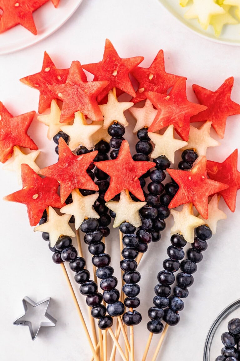 4th of July Watermelon Sparkler Skewers - Kim Schob